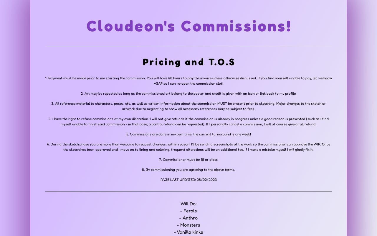 Cloudeon Commissions
